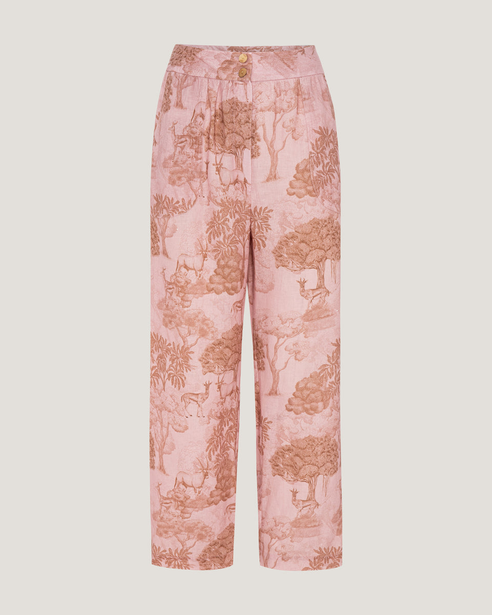 Women Hailey Printed Straight Leg Linen Trousers – Carter & White